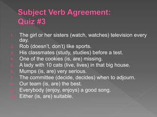 Rules of subject verb agreement ppt | PPTX