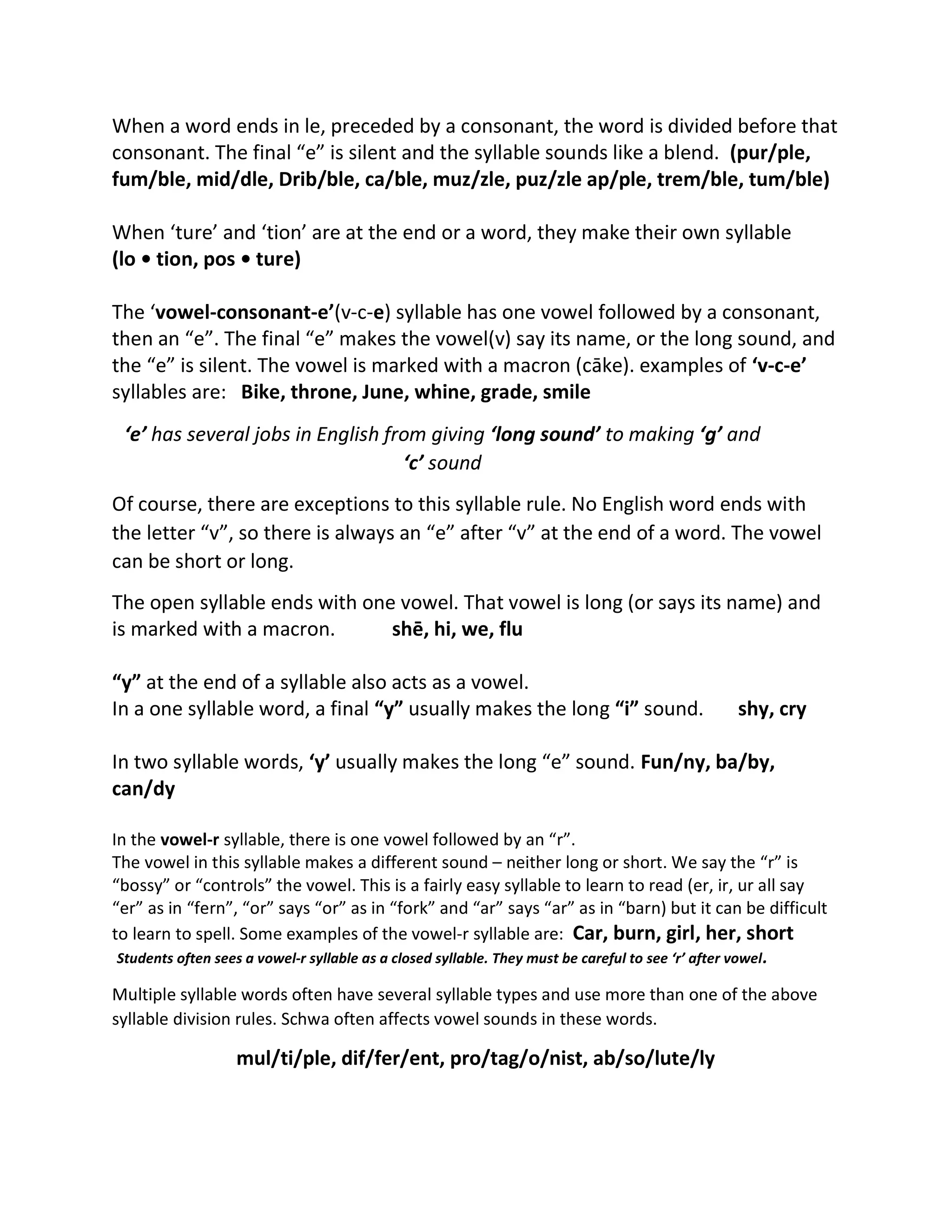 Rules of syllablication | PDF