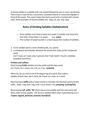 Rules of syllablication | PDF