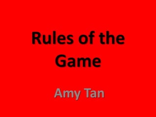 Rules of the game vocabulary | PPTX