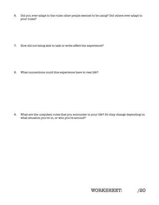 Rules of the game worksheet | PDF