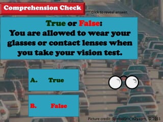 Rules of the road vision test presentation | PPTX