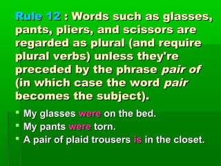 Rules for subject verb agreement | PPT