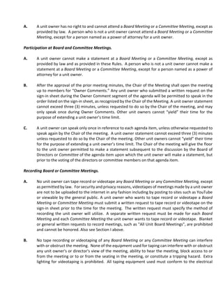 Pavilion Condo Rules on video taping in meetimgs 2018 rules (7) | PDF
