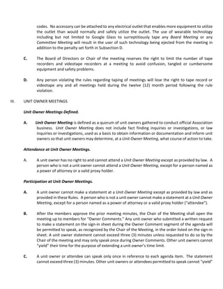 Pavilion Condo Rules on video taping in meetimgs 2018 rules (7) | PDF