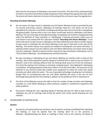 Pavilion Condo Rules on video taping in meetimgs 2018 rules (7) | PDF