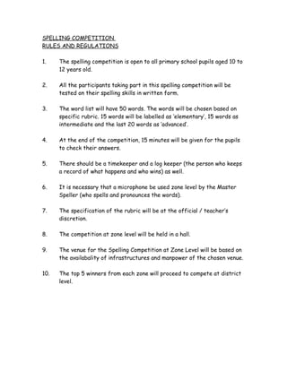 Rules spelling competition | PDF