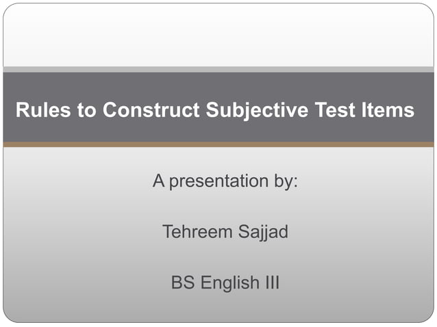 Rules to construct subjective test items | PPTX | Educational ...