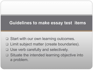 Rules to construct subjective test items | PPTX | Educational ...