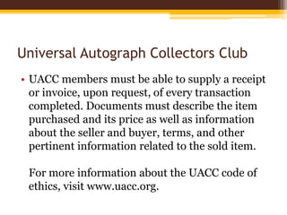 Rules UACC Members Must Abide by during a Transaction | PPTX