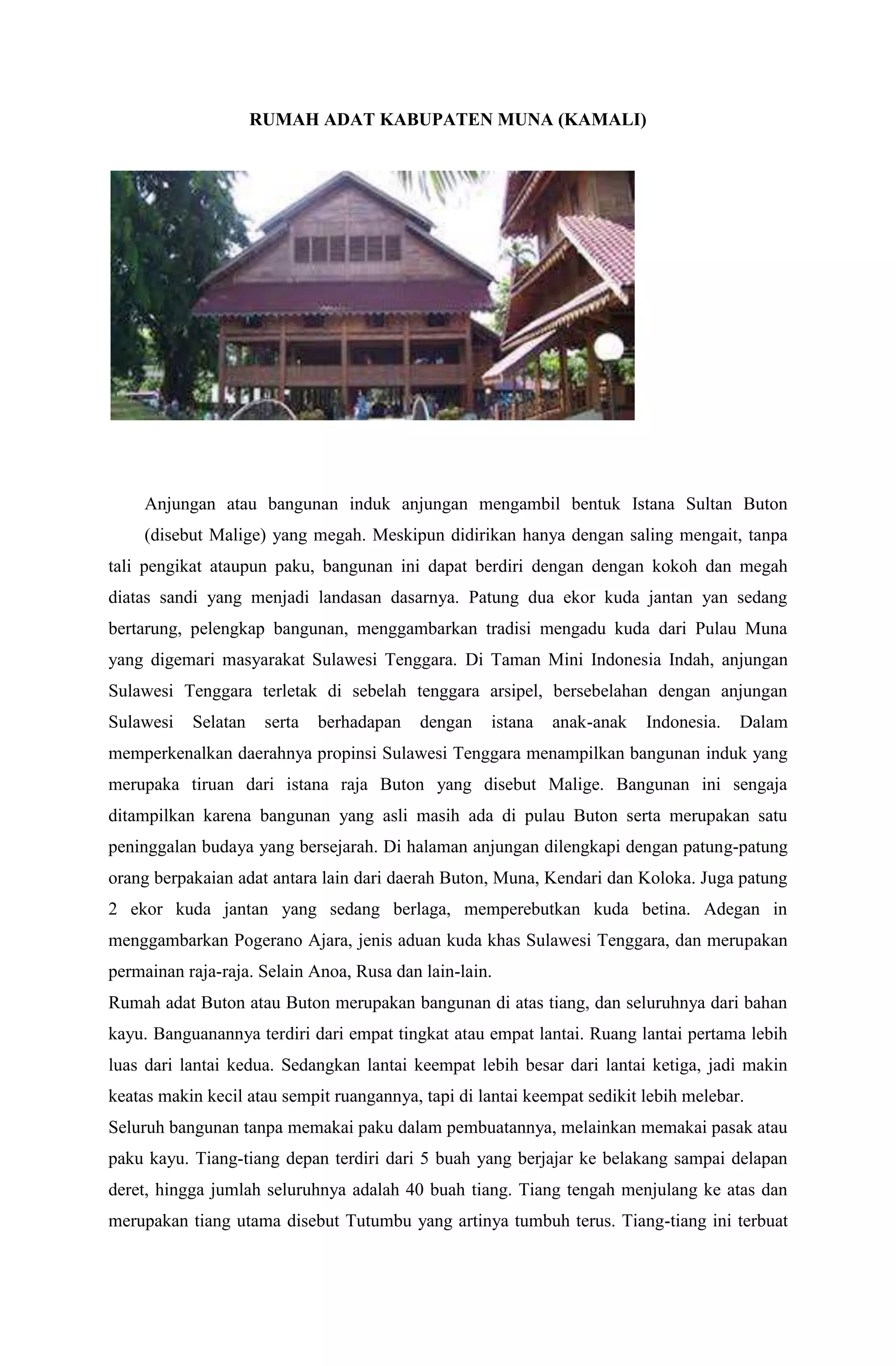 Rumah adat kabupaten muna | DOCX