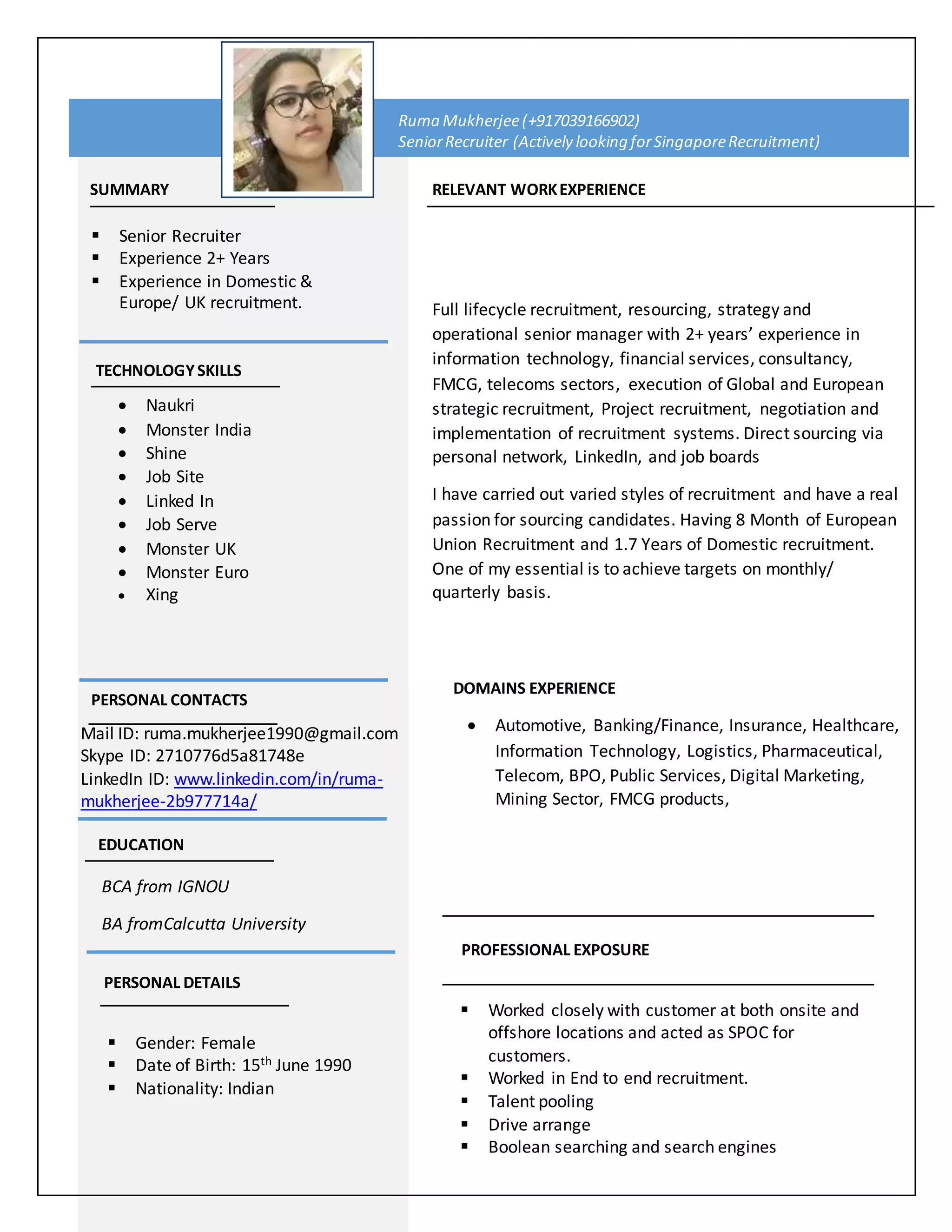 Ruma mukherjee resume | DOCX