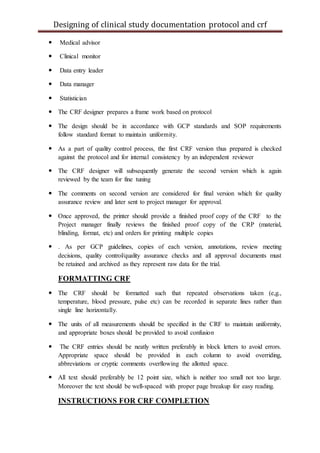 Designing of clinical study documentation -protocol and crf | DOCX