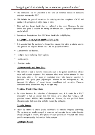 Designing of clinical study documentation -protocol and crf | DOCX