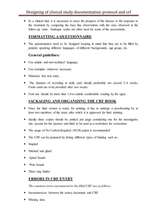 Designing of clinical study documentation -protocol and crf | DOCX