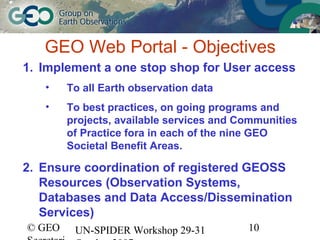 GEO activities on Disaster Risk Reduction and GEO Web Portal | PPT