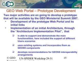GEO activities on Disaster Risk Reduction and GEO Web Portal | PPT