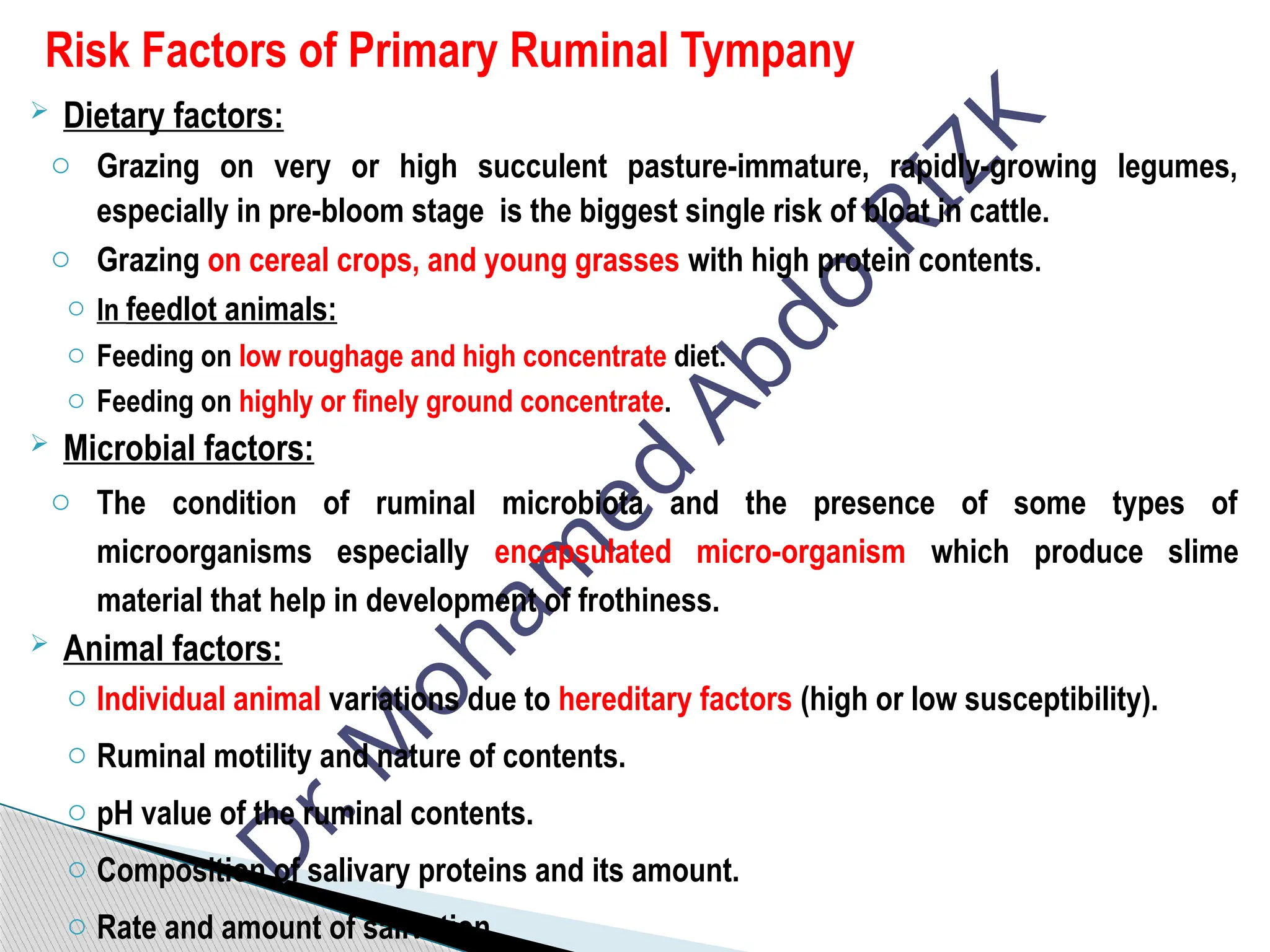 Ruminal tympany- bloat- Meteorism-Mohamed A. RIZK.pptx