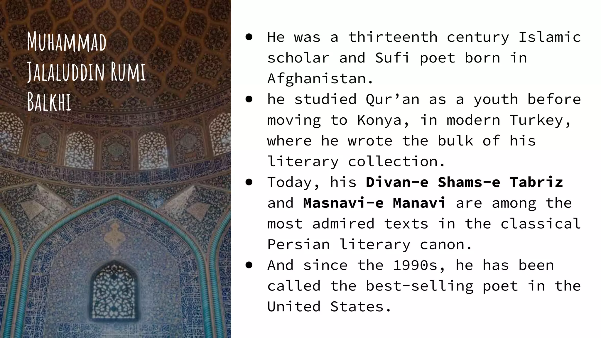 Rumi's poetry and orientalism | PPTX