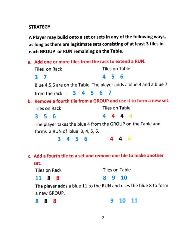 Rummikub Instructions | PDF
