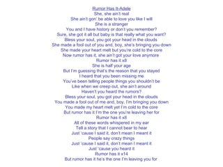 Rumor has it-Adele (Lyrics on screen) | PPT