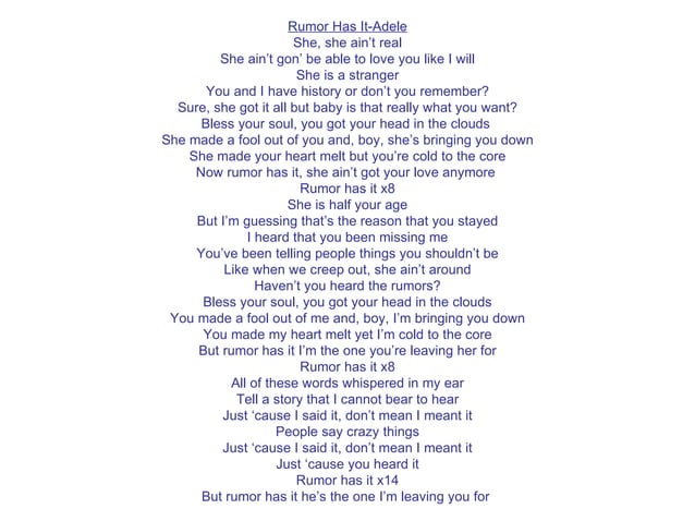 Rumor has it-Adele (Lyrics on screen) | PPT | Music | Entertainment