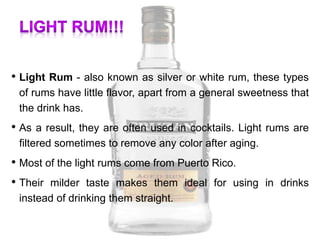 Rum ppt | PPTX | Alcoholic Beverages | Food & Drink