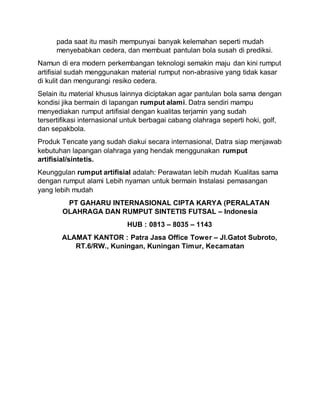 Rumput futsal termurah dari gic | DOCX