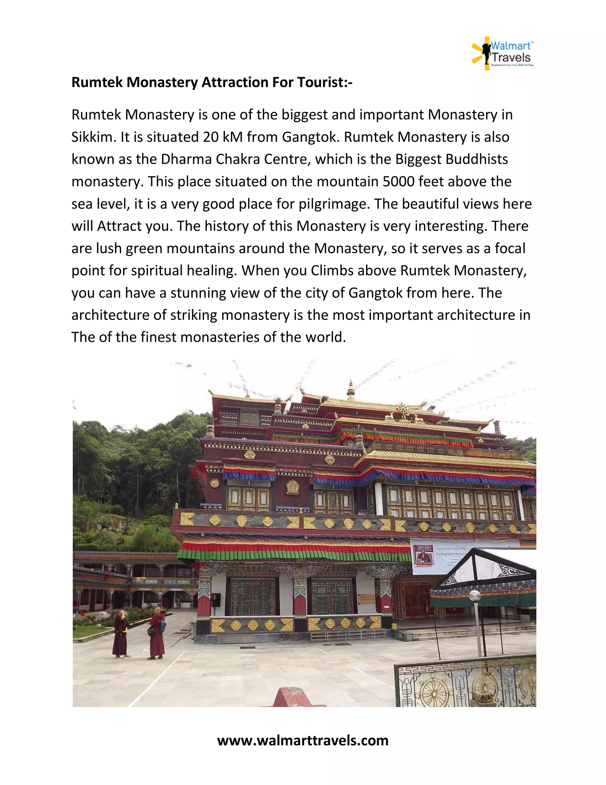 Rumtek Monastery Attraction For Tourist | PDF