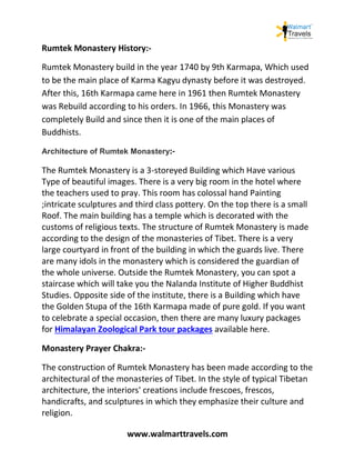 Rumtek Monastery Attraction For Tourist | PDF