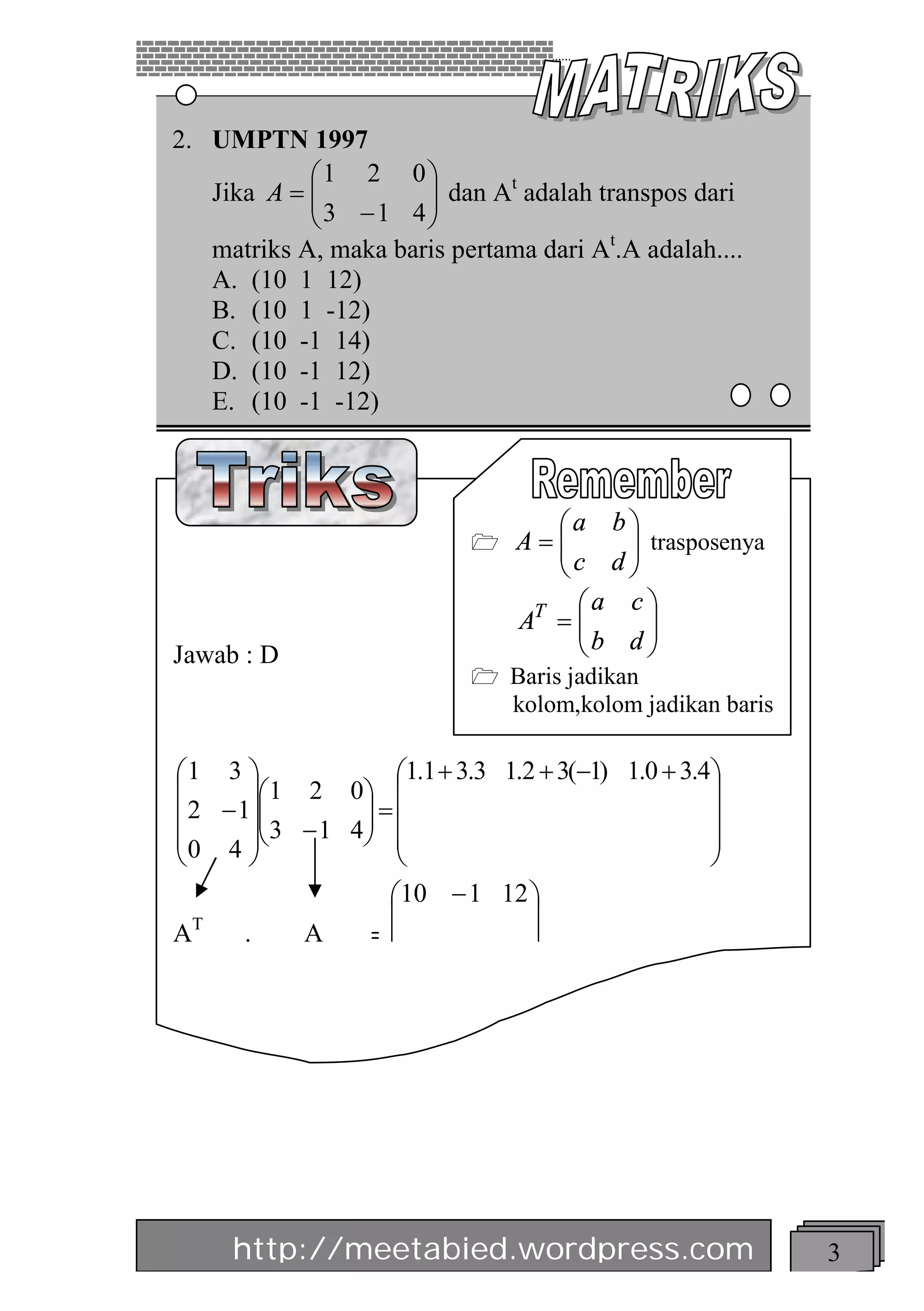 Rumus cepat-matematika-matriks | PDF