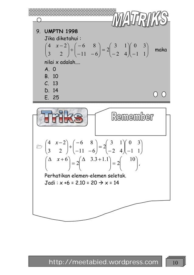 Rumus cepat-matematika-matriks | PDF