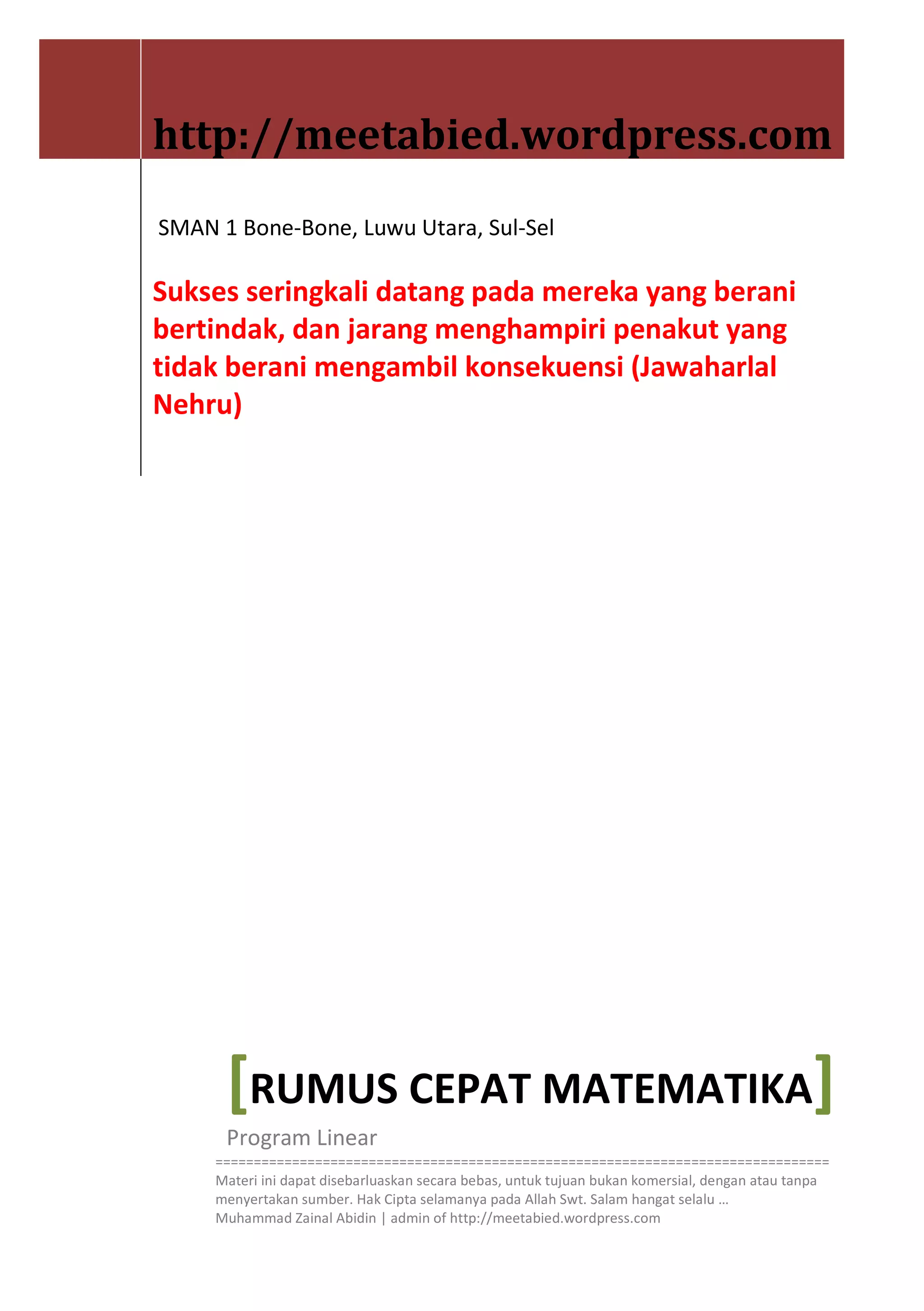 Rumus cepat-matematika-program-linear(2) | PDF