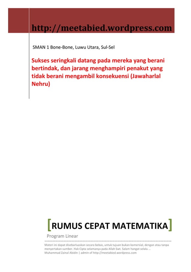 Rumus cepat-matematika-program-linear(2) | PDF