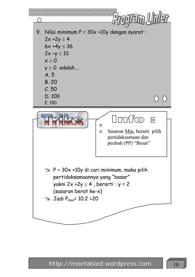 Rumus cepat-matematika-program-linear(2) | PDF
