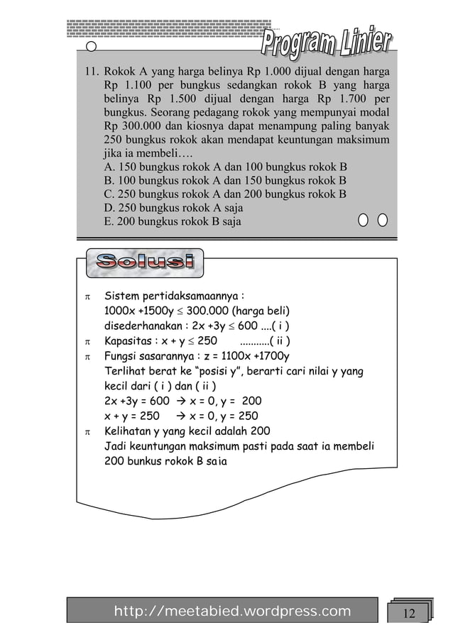 Rumus cepat-matematika-program-linear(2) | PDF