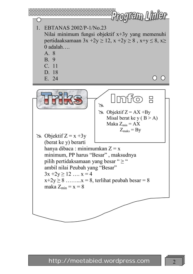 Rumus cepat-matematika-program-linear(2) | PDF