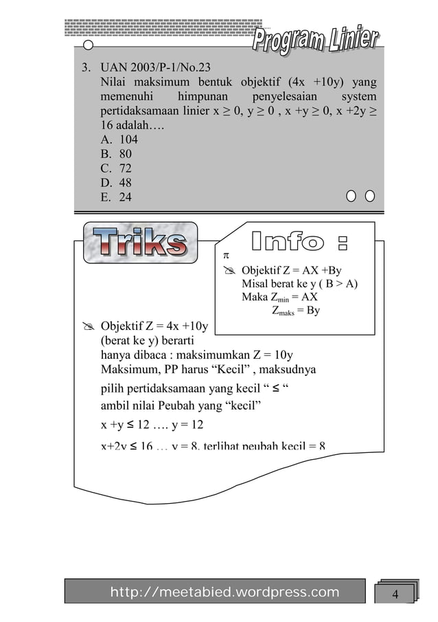 Rumus cepat-matematika-program-linear(2) | PDF