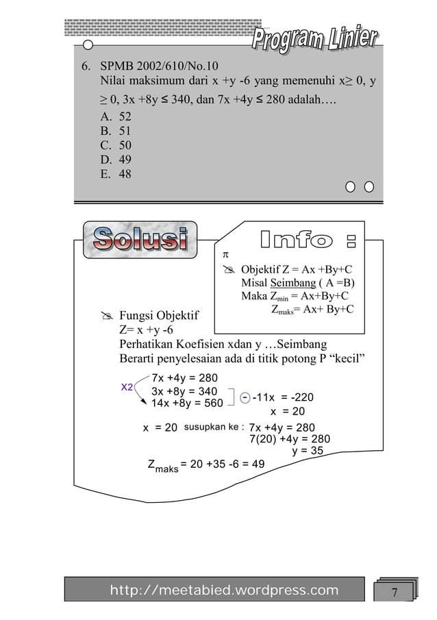 Rumus cepat-matematika-program-linear(2) | PDF