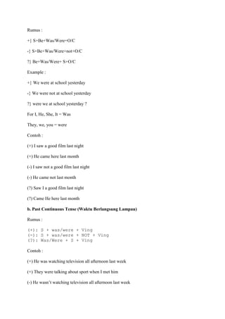 Rumus 16 tenses bahasa | DOCX