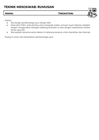 Rumusan - Lembaran kerja | PDF