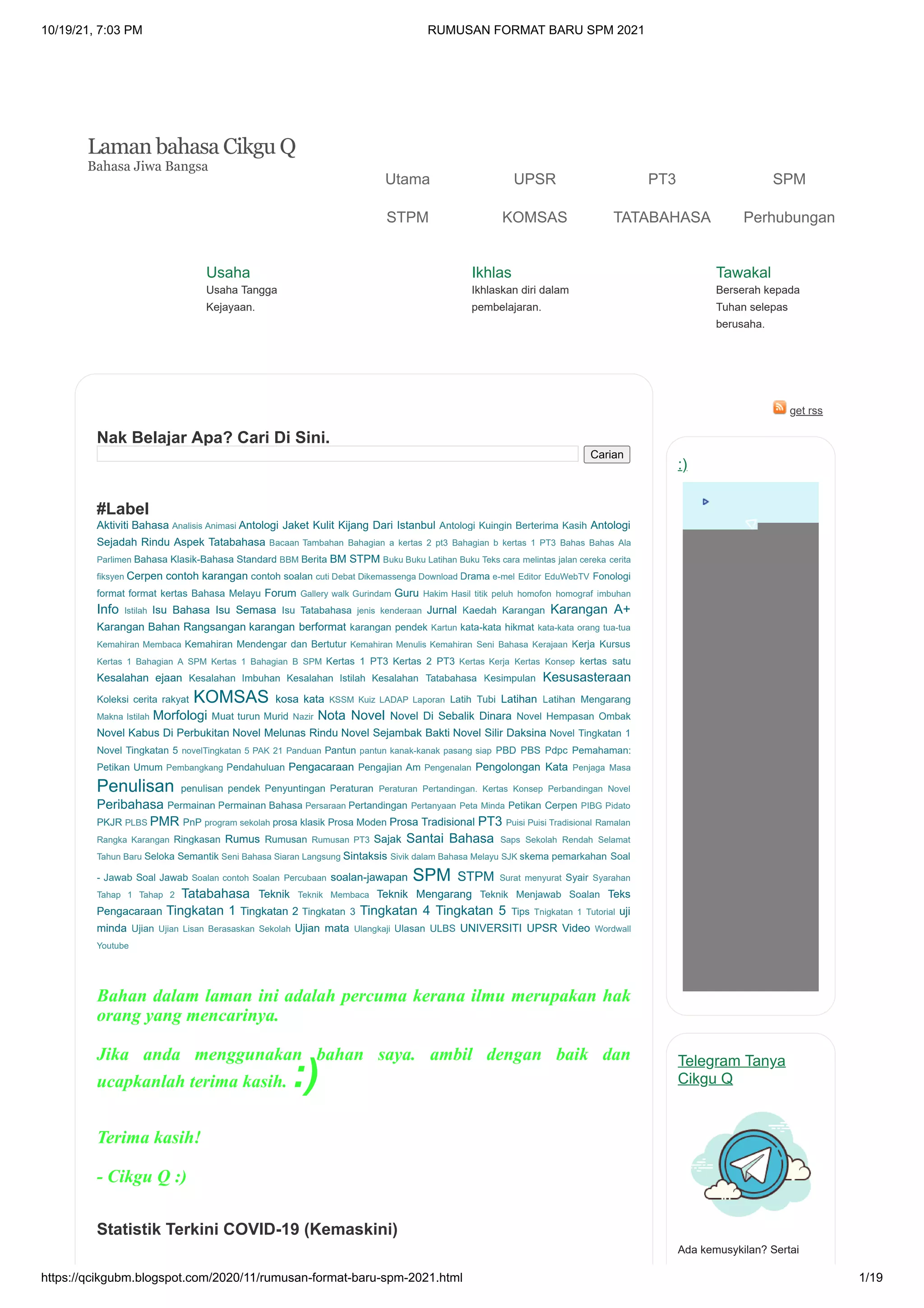 Rumusan format baru spm 2021 | PDF