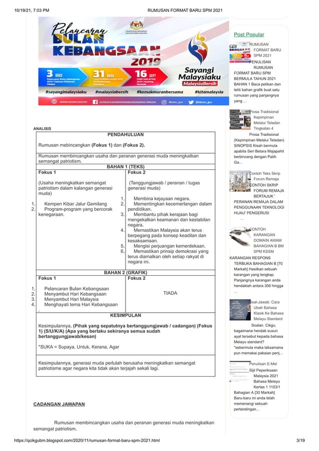 Rumusan format baru spm 2021