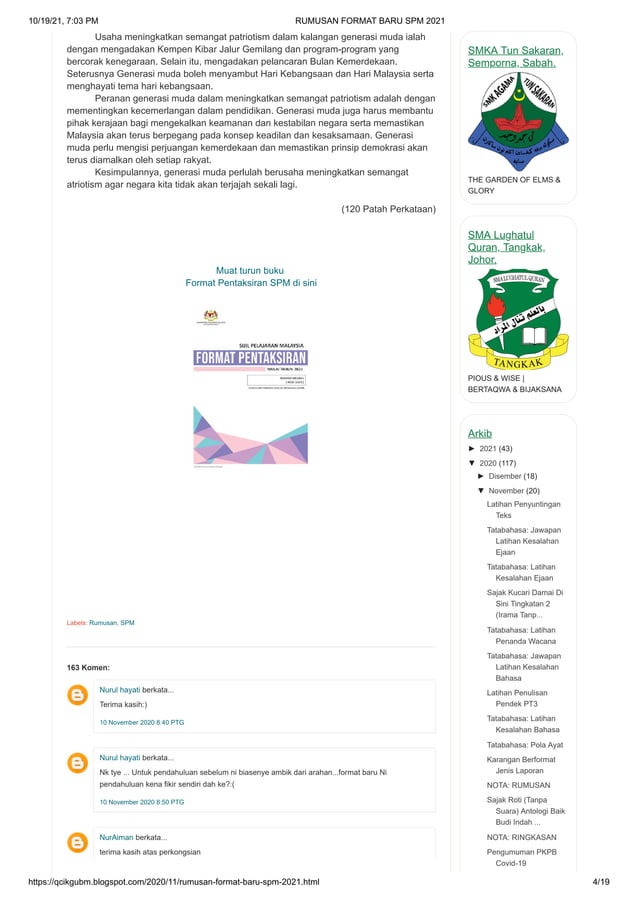 Rumusan format baru spm 2021