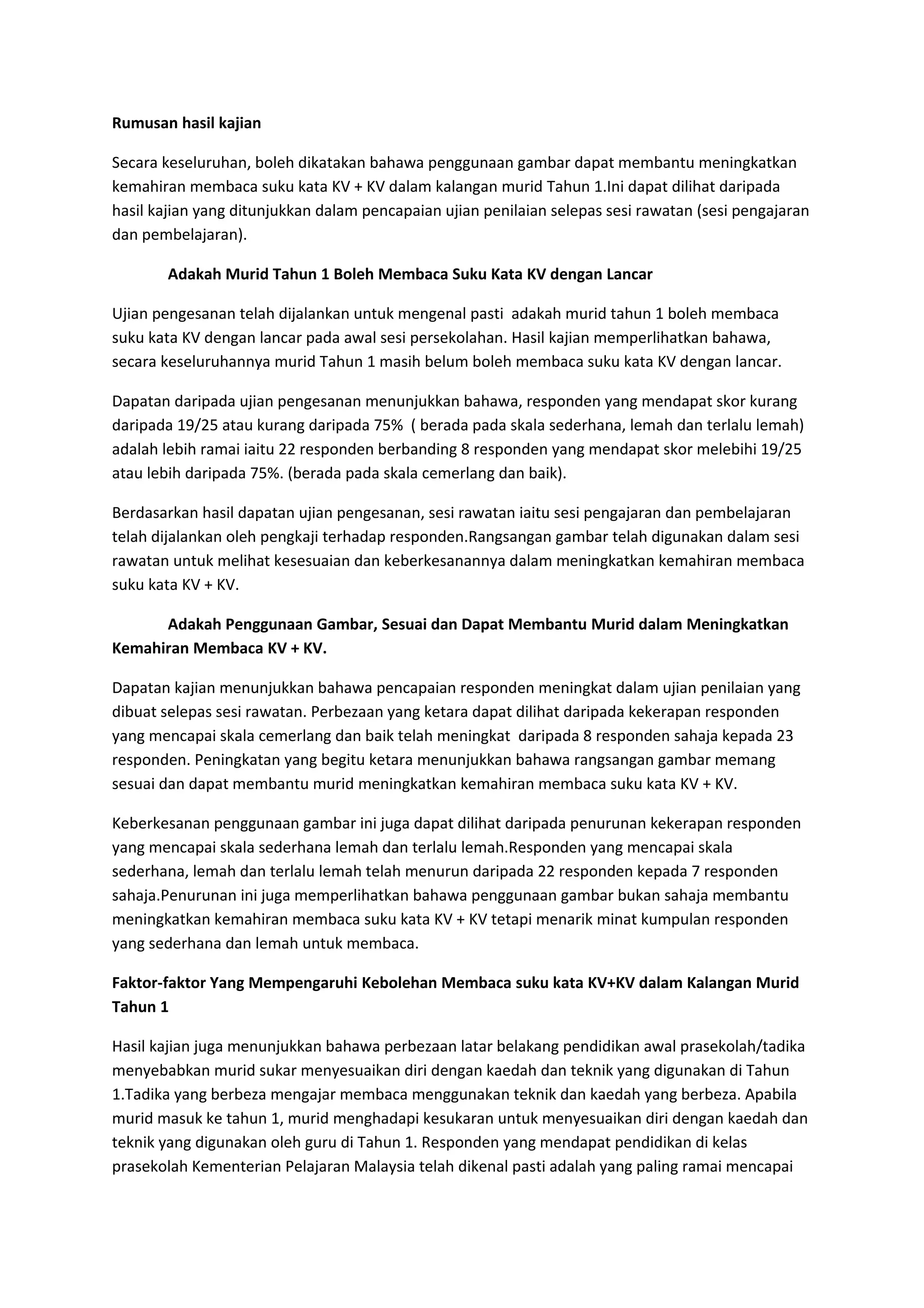 Rumusan hasil kajian | DOC