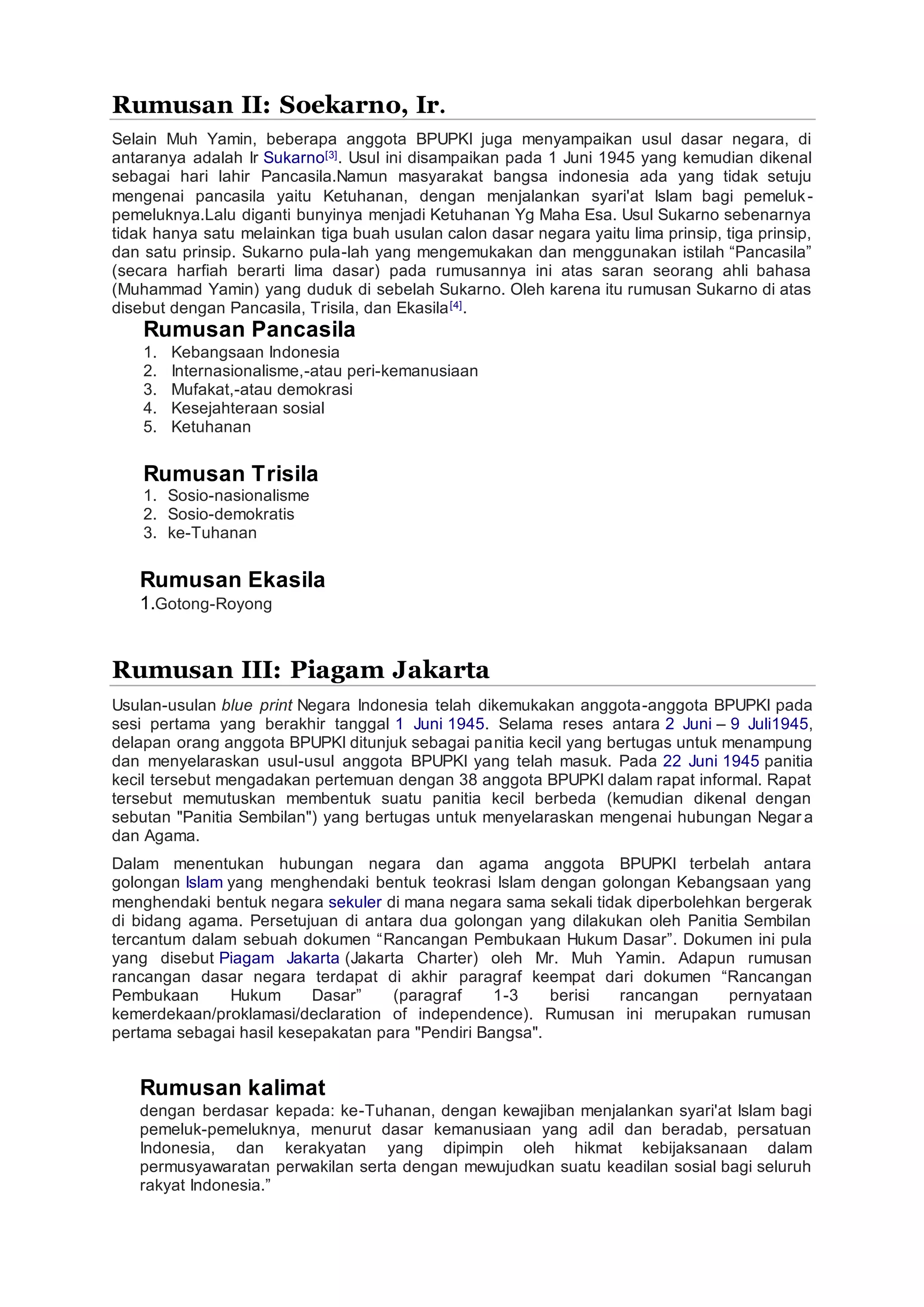 Rumusan pancasila | DOCX