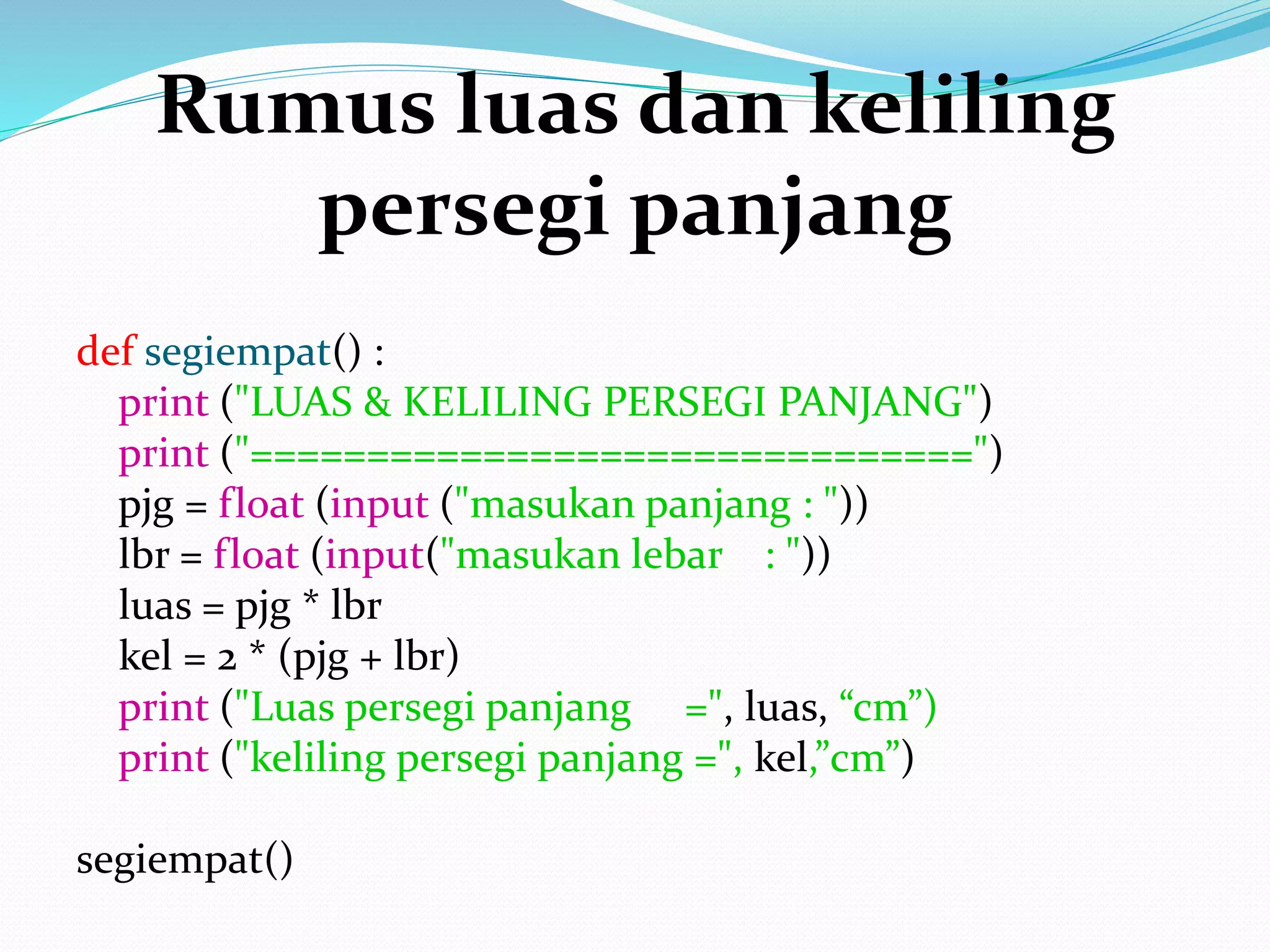 Rumus dasar python | PPTX