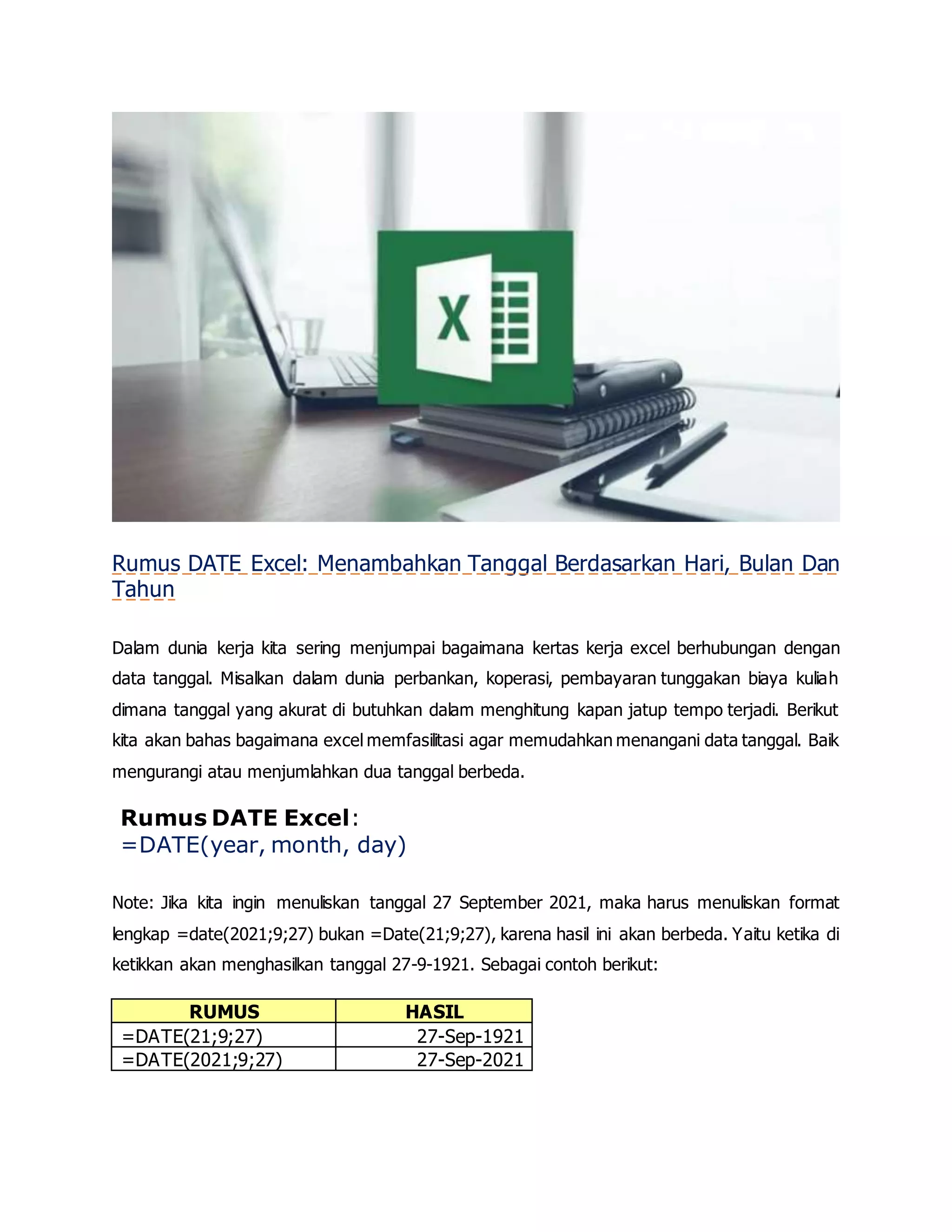 Rumus DATE Excel | PDF