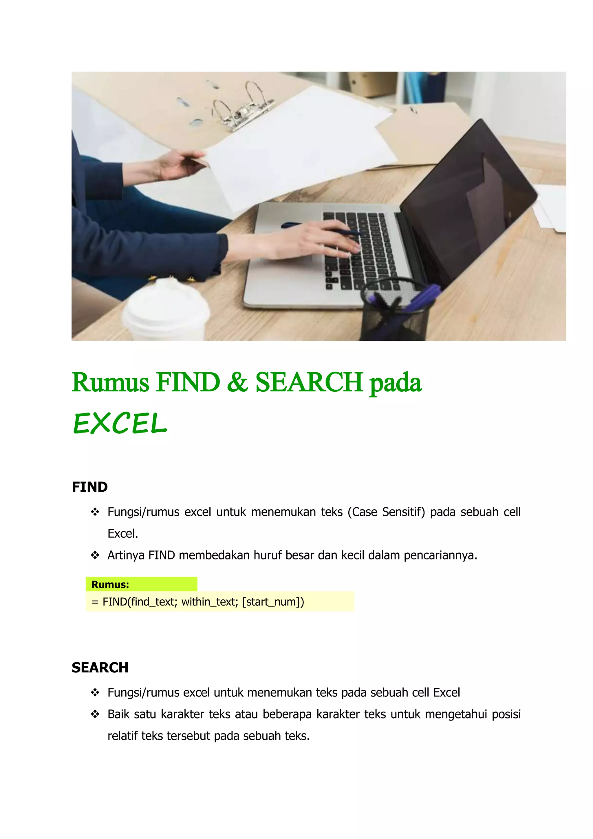 Rumus FIND & SEARCH pada EXCEL | PDF