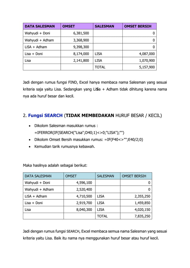 Rumus FIND & SEARCH pada EXCEL | PDF